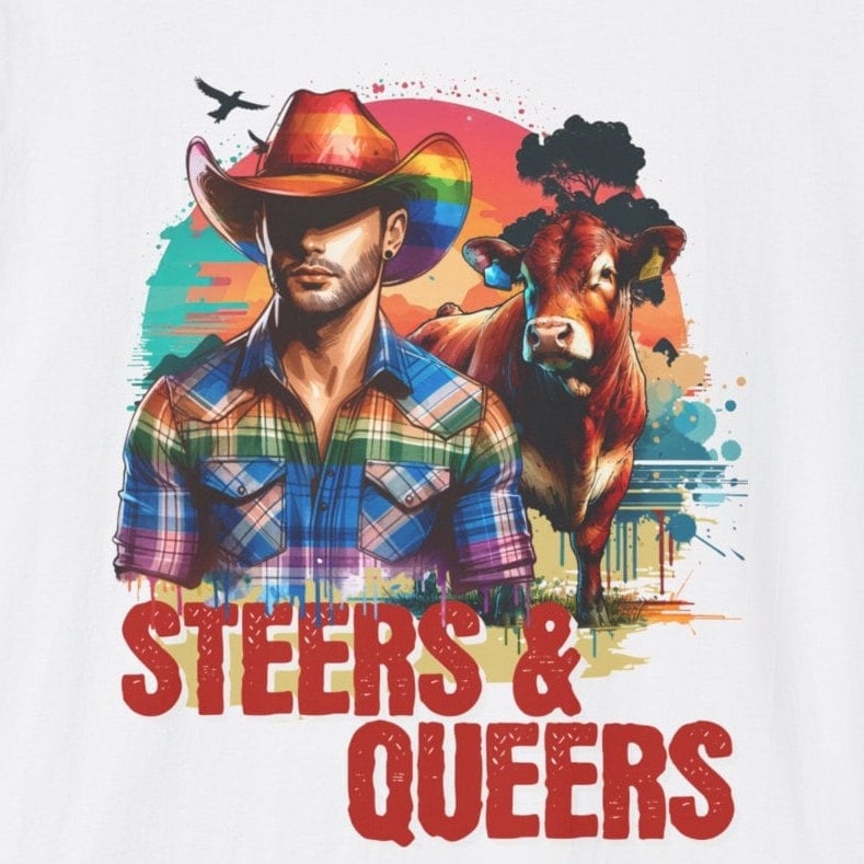 LGBT Cowboy Cattle Rancher Pride Unisex Shirt Steers & Queers Country ...
