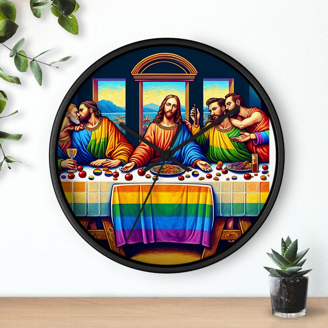 LGBT Jesus Clock Circular 10in Last Supper, LGBT Funny Home Decor ...