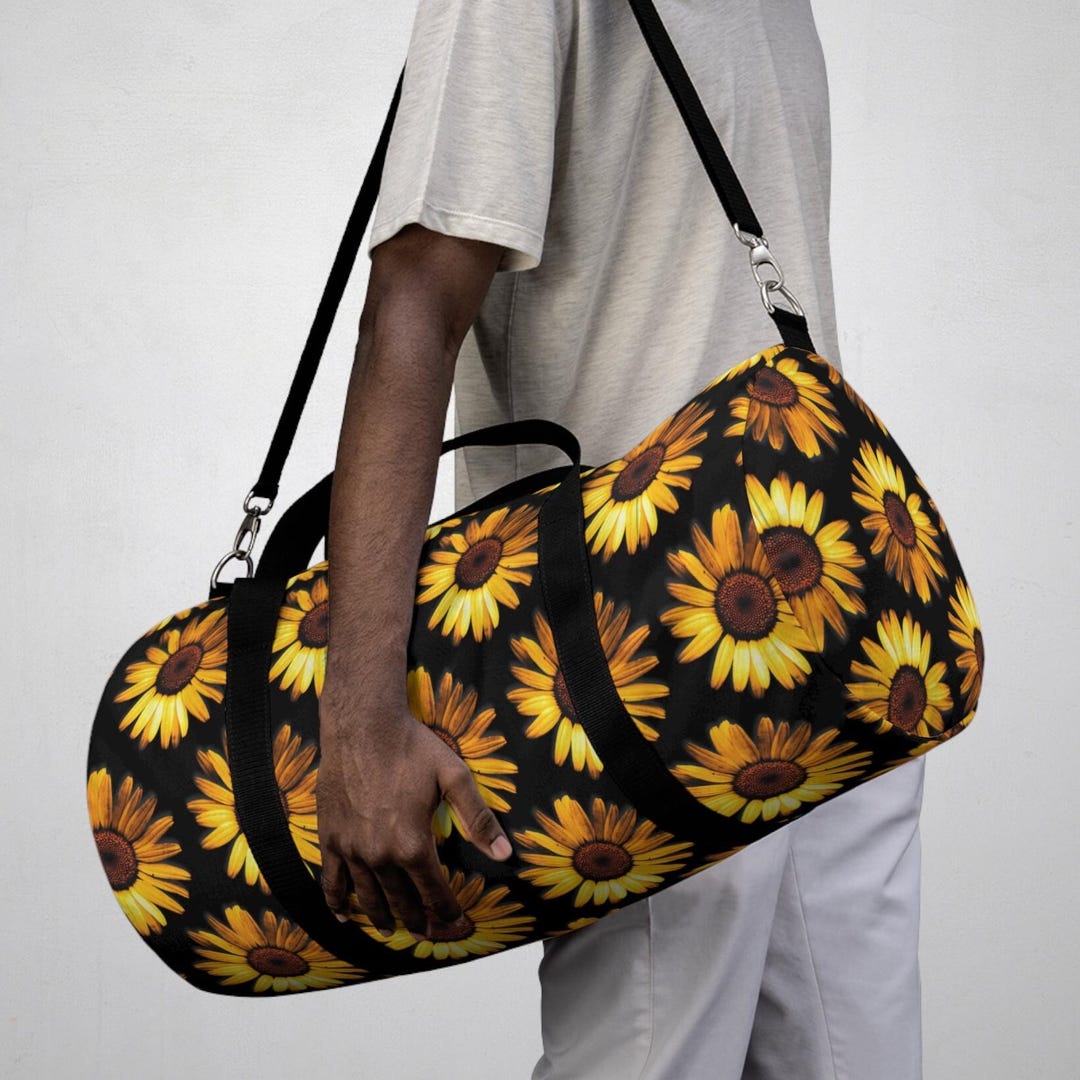 23" Sunflower Duffle Bag | Floral Travel Weekender | Gym Bag | Sunflower Travel Bag, Bespoke ...
