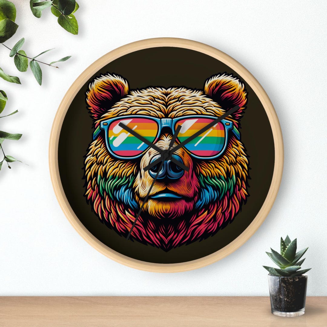 LGBTQ Bear Clock Circular 10in, Bear Cub Home Decor, Lgbtq Decoration ...