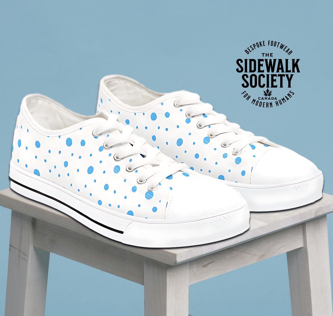 Periwinkle Polka Dot Sneakers Low Tops, UNISEX Periwinkle Dot Shoes ...