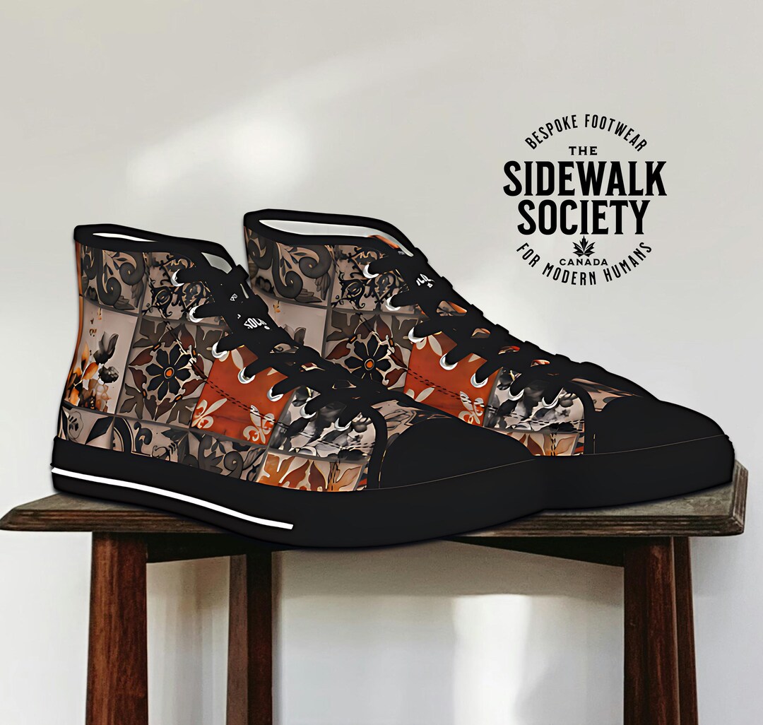 Vintage Tile Pattern High Top Sneakers: Boho India Unisex Shoes - Etsy