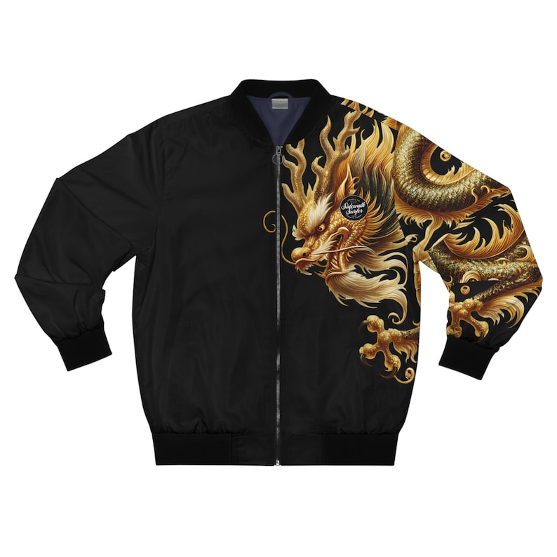 Gold Chinese Dragon Bomber Jacket: Urban Chic Outerwear - Etsy