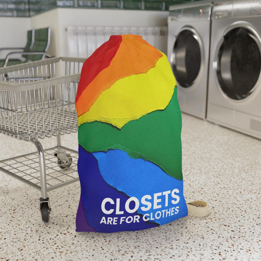 LGBTQ+ Pride Laundry Bag: Rainbow Dorm Hamper With Strap - Etsy