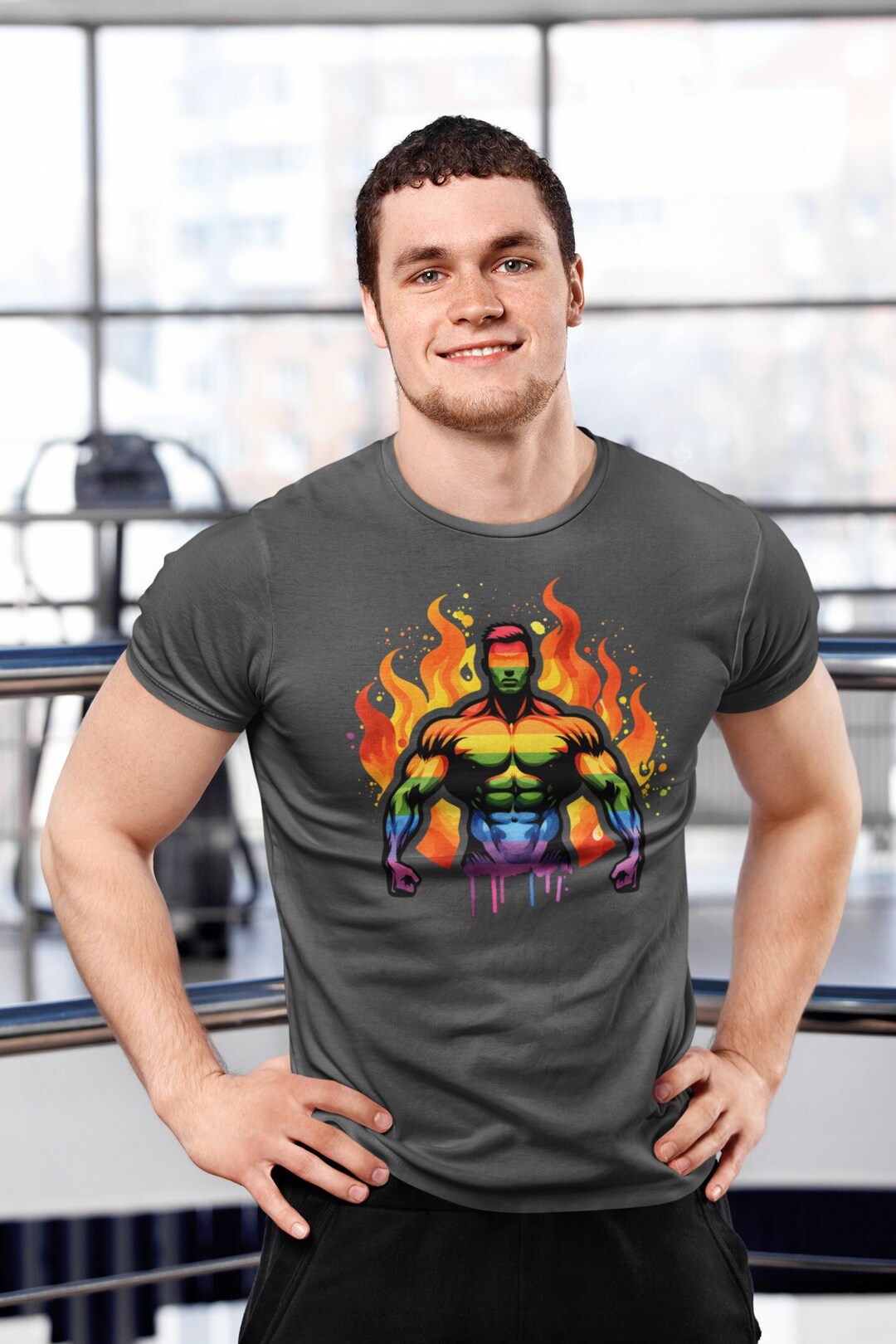 Flaming Gym Bro Workout Tshirt LGBT Pride Gear, LGBTQ Gift Tee, Funny ...