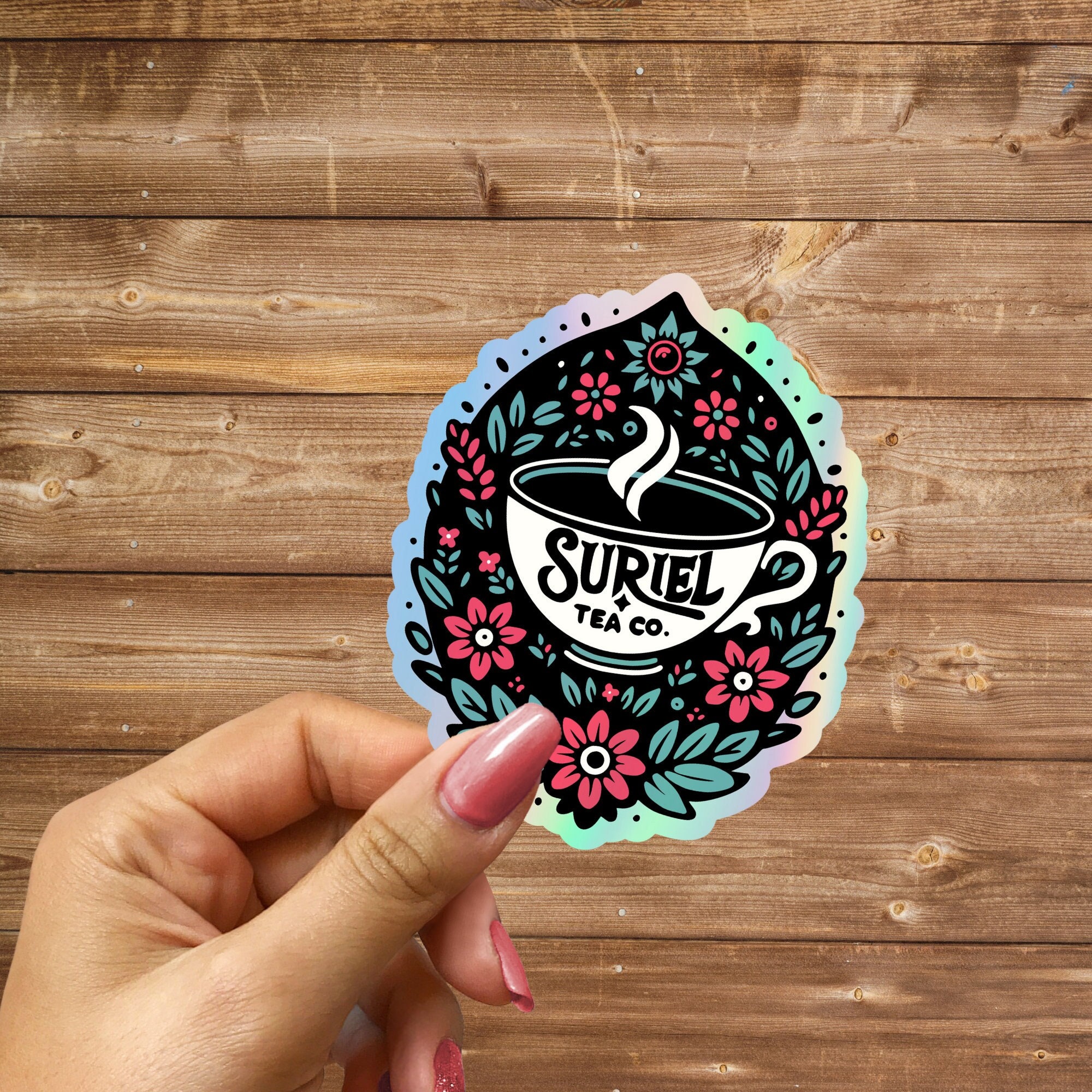 Holographic Suriel Tea Co Sticker Reading Gift for Bookworms Fantasy ...