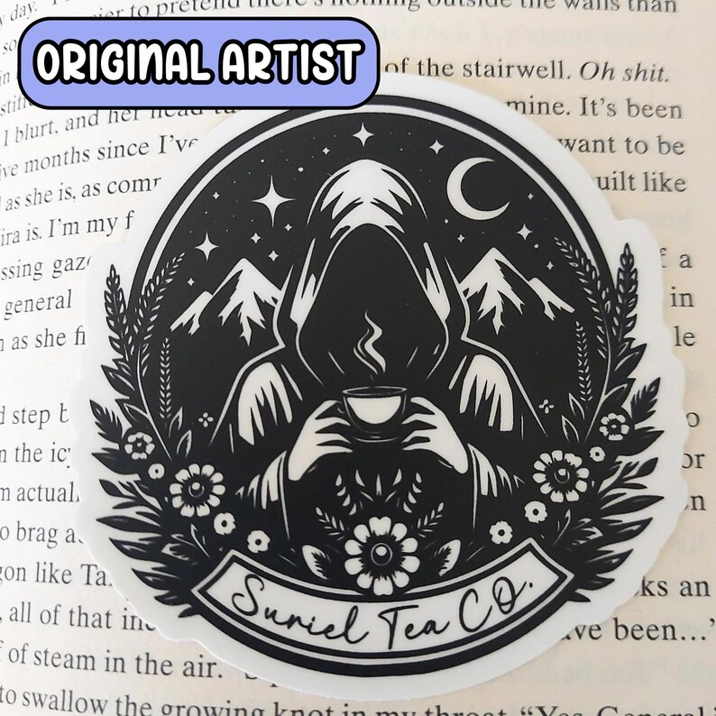 Waterproof Suriel Tea Co Sticker | Cute Reading Gift for Bookworm ...