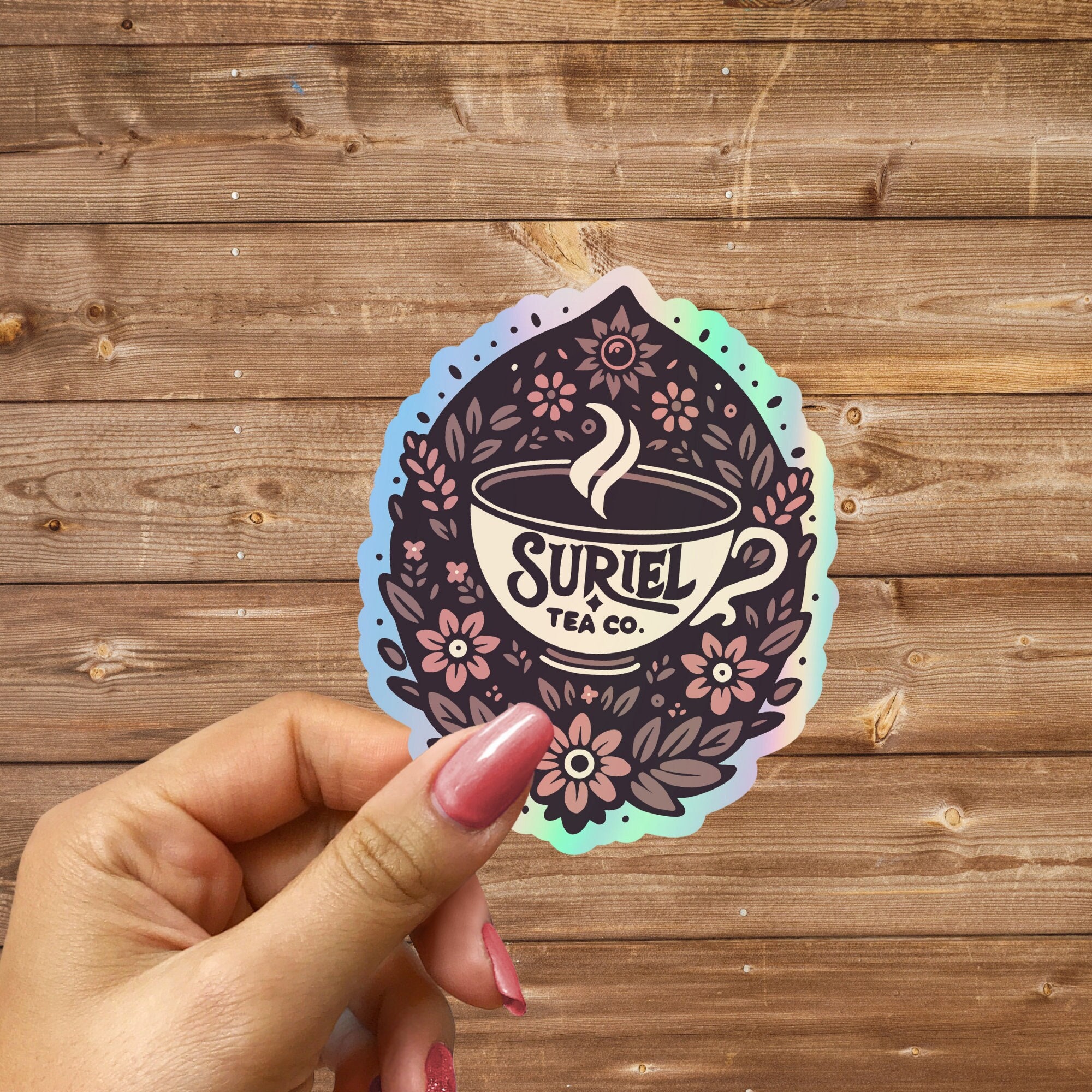 Holographic Suriel Tea Co Sticker Reading Gift for Bookworms Fantasy ...