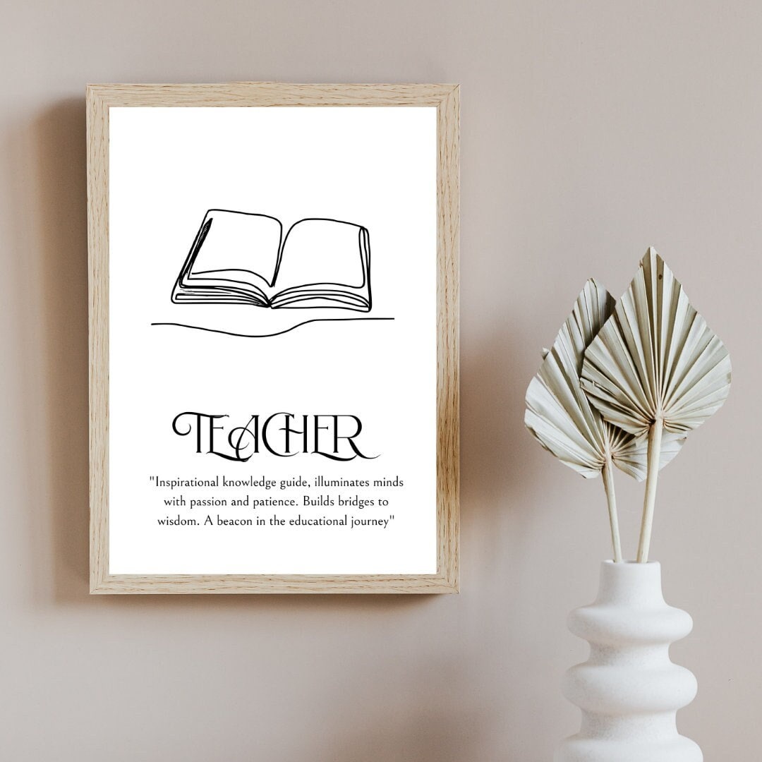 Teacher Minimalist Aesthetic Poster Black White Thin Line Learning ...