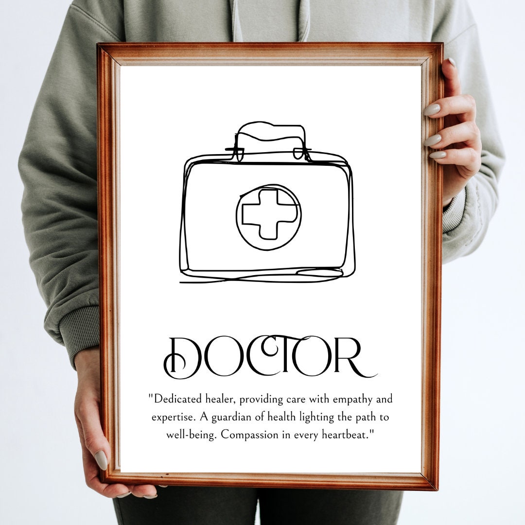 Doctor Minimalist Aesthetic Poster Black White Thin Line Wall Art ...