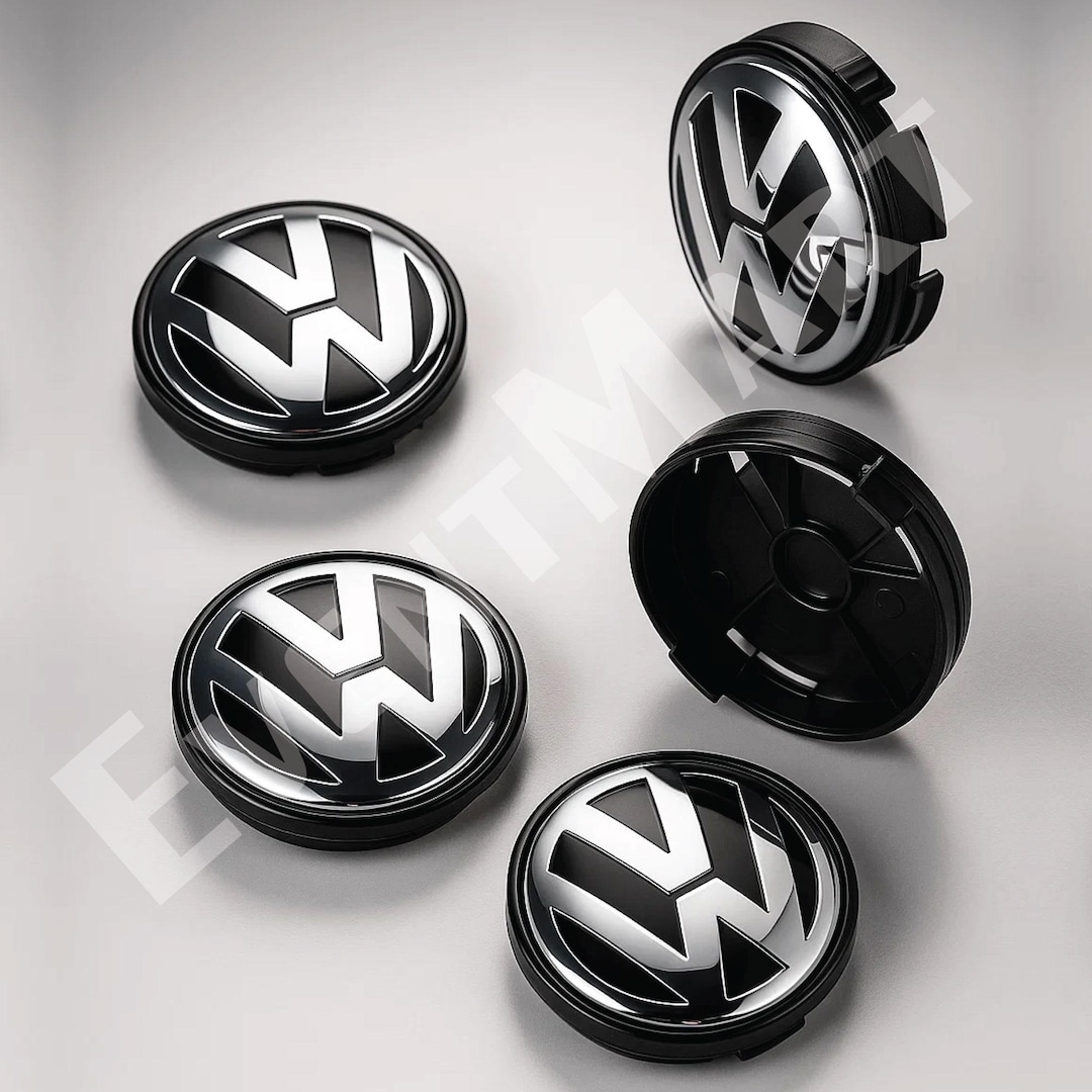 VW Wheel Center Caps: Silver & Black Emblem, 65mm 56mm, Set of 4 - Etsy