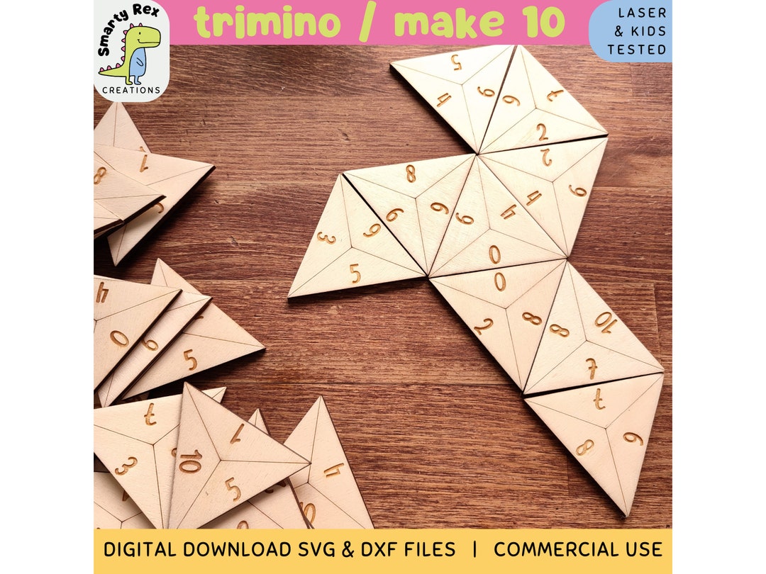 Math Game Laser File, Trimino and Make Ten SVG DXF Files, Addition Game ...