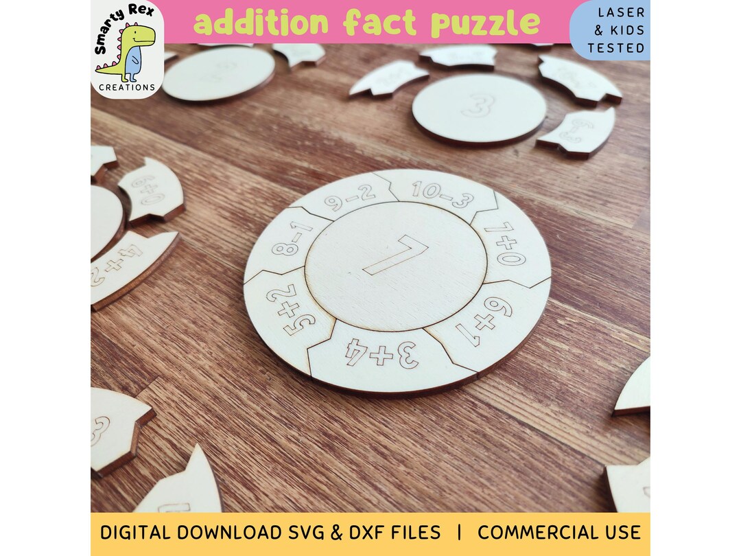 Addition Fact Puzzle Laser File, Subtraction Practice, 1st Grade Math ...