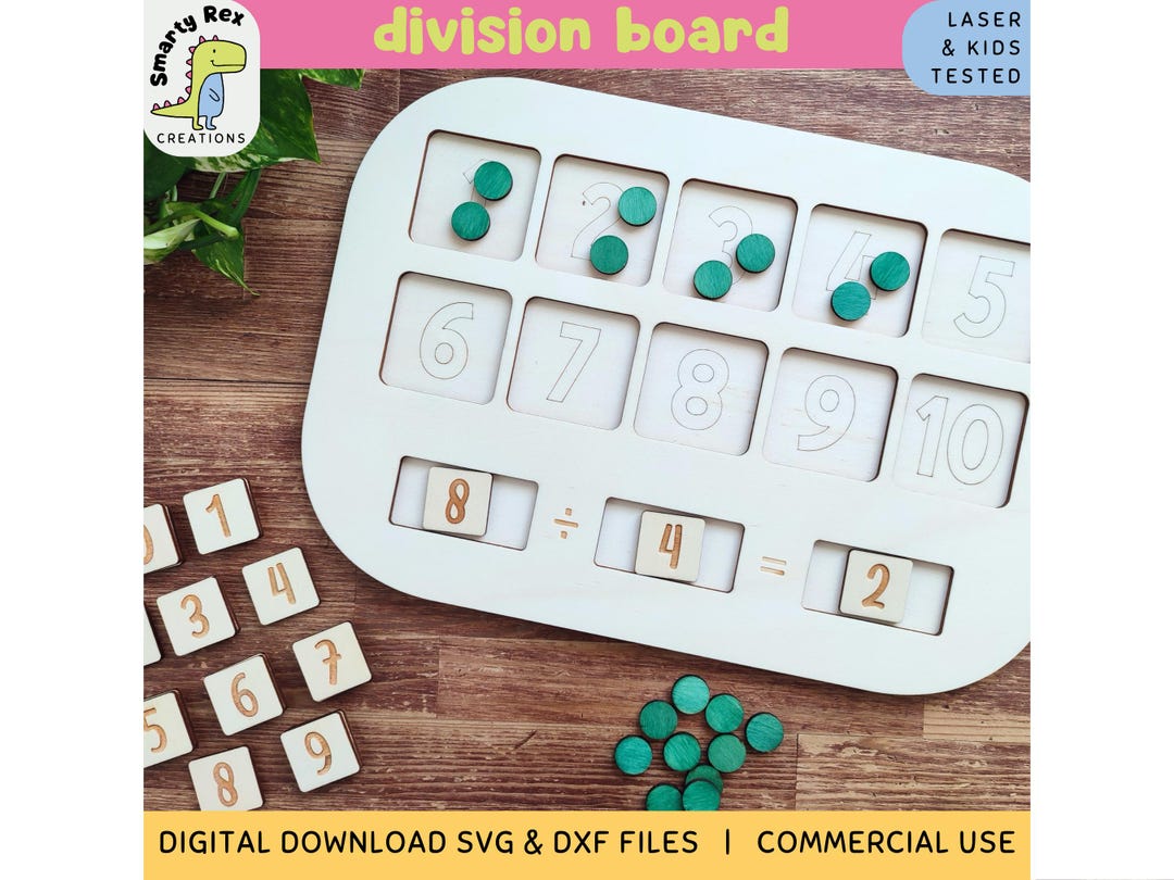 Division Teaching Aid Laser File, Elementary Math Center SVG DXF ...
