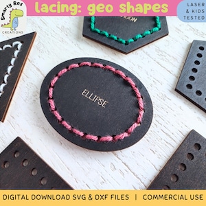 Lacing Geometric Shapes Laser File, Lacing Board SVG DXF, Sewing for ...