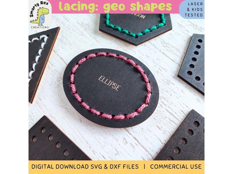 Lacing Geometric Shapes Laser File, Lacing Board SVG DXF, Sewing for ...