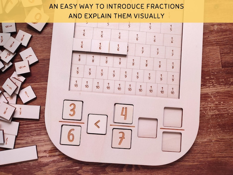 Fraction Strips Laser Files, Fraction Bars SVG DXF, Fraction Tiles for ...