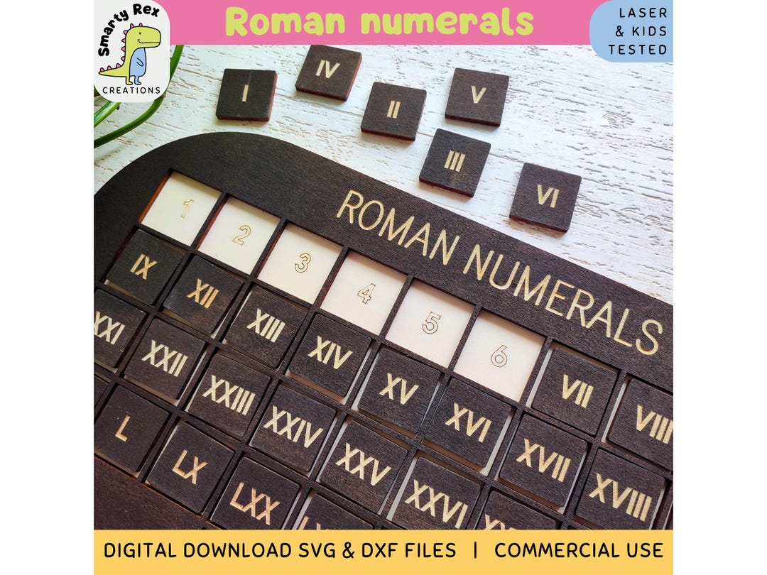 Roman Numerals Laser File, SVG DXF, Early Math Teaching Aids ...