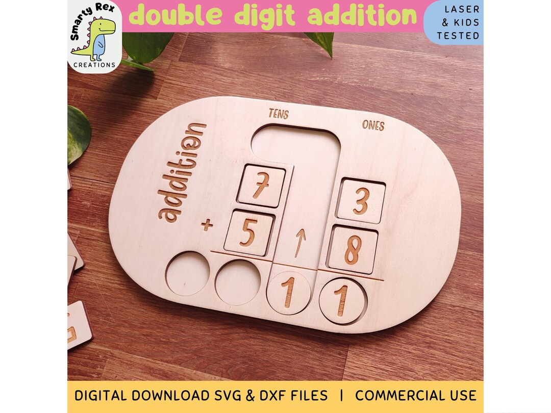 Double Digit Addition Laser File, 2nd Grade Math Center SVG DXF ...