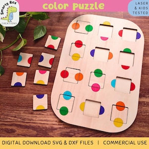 Color Puzzle Laser Files for Toddlers, Logic Game for Preschooler SVG ...