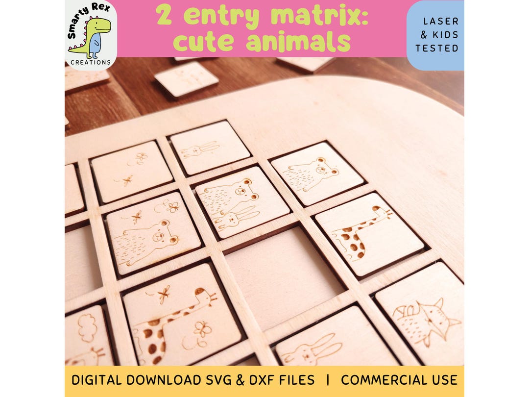 Double Entry Matrix Laser Files, Animals Logic Games SVG DXF ...