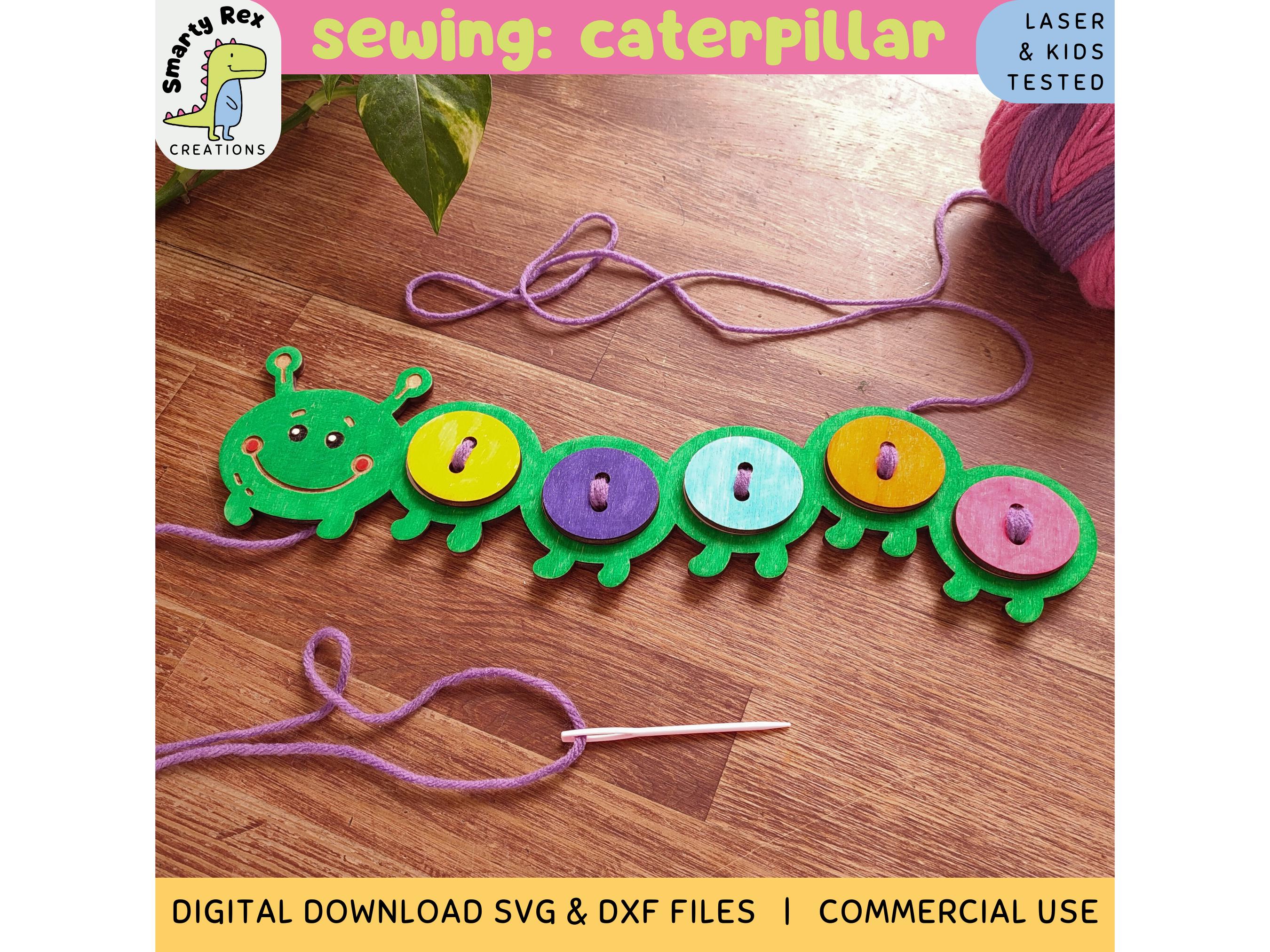 Caterpillar for Sewing Laser Files, Sewing on Buttons SVG DXF, Fine ...
