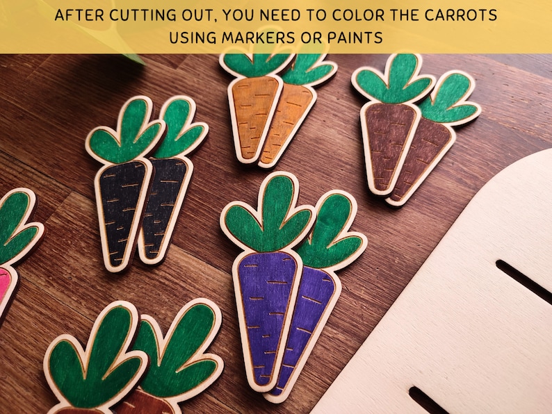 Carrots Memo Laser Files, Memory Game SVG DXF, Colors Game, Educational ...
