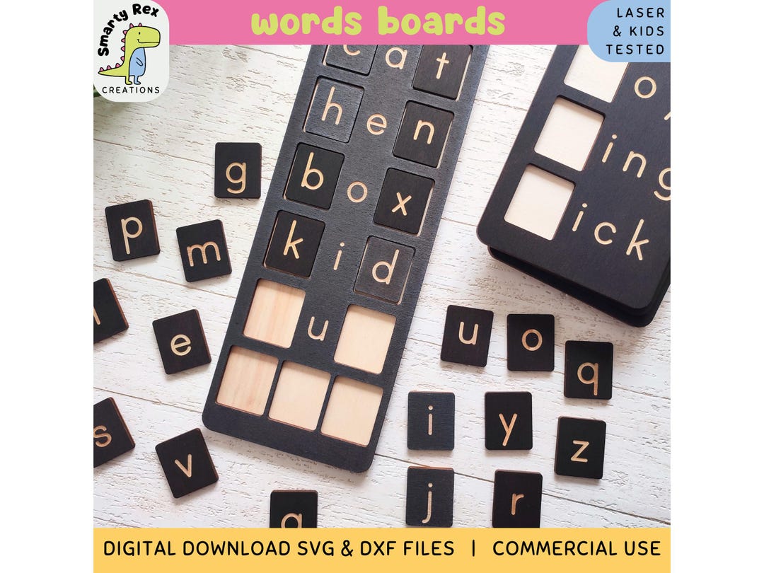 CVC Word Board Laser File, Spelling Practice Board SVG DXF, Early ...
