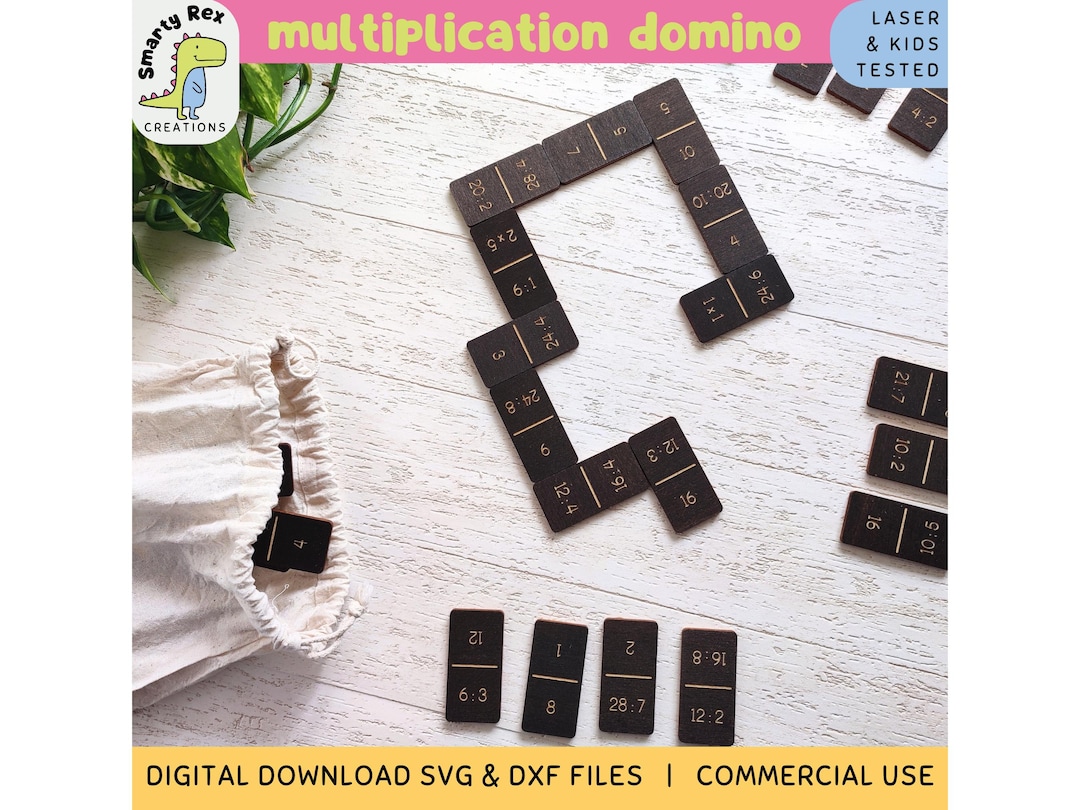 Multiplication Dominoes Laser File, Math Game SVG DXF, 3rd Grade Math ...