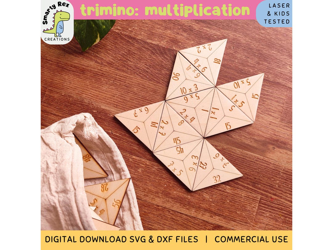 Trimino Multiplication Laser Files, Math Game SVG DXF, Dominoes Math ...