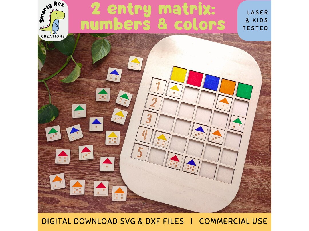 Double Entry Matrix Laser Files, Numbers and Colors Logic Game SVG DXF ...