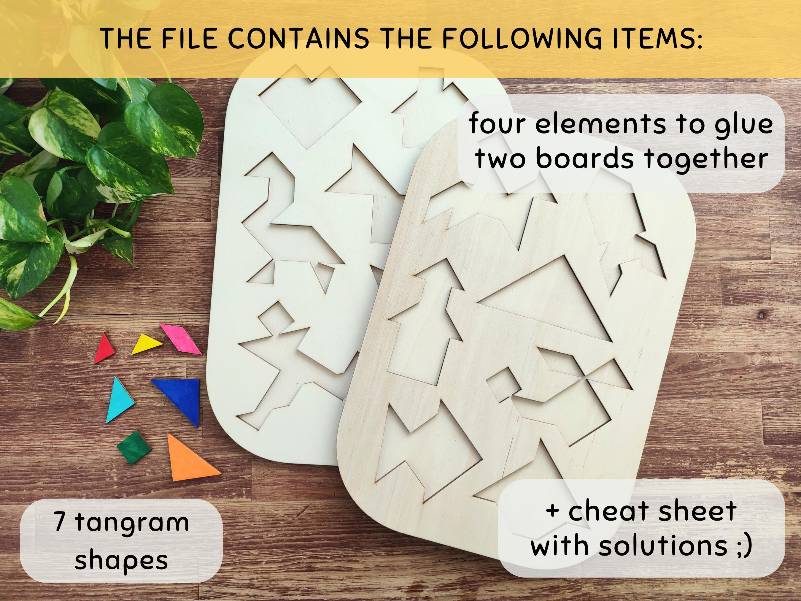 Geometric Puzzle Laser File, Tangram SVG DXF, Trofast Lid Game for Kids ...