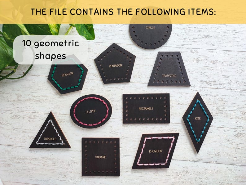 Lacing Geometric Shapes Laser File, Lacing Board SVG DXF, Sewing for ...
