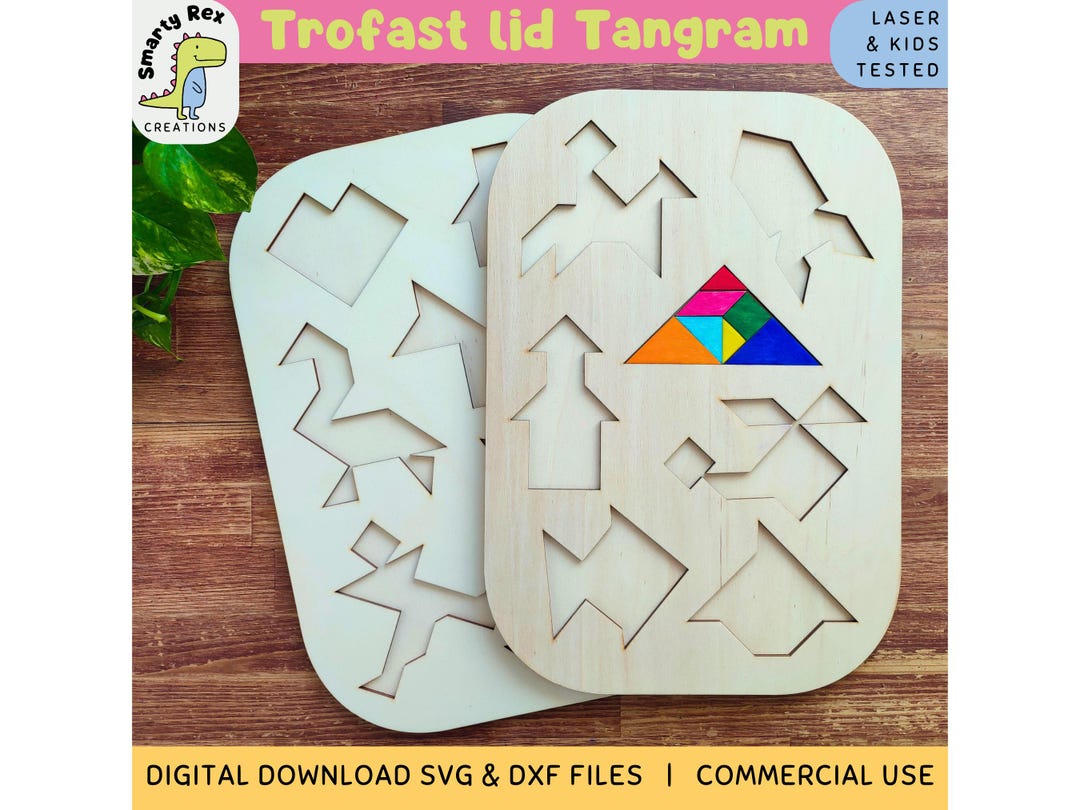 Geometric Puzzle Laser File, Tangram SVG DXF, Trofast Lid Game for Kids ...
