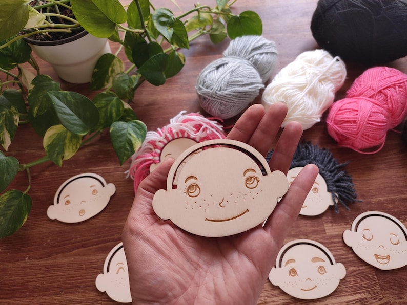 Yarn Hair Head Laser Files, DIY Face and Yarn SVG DXF, Yarn Craft Kit ...