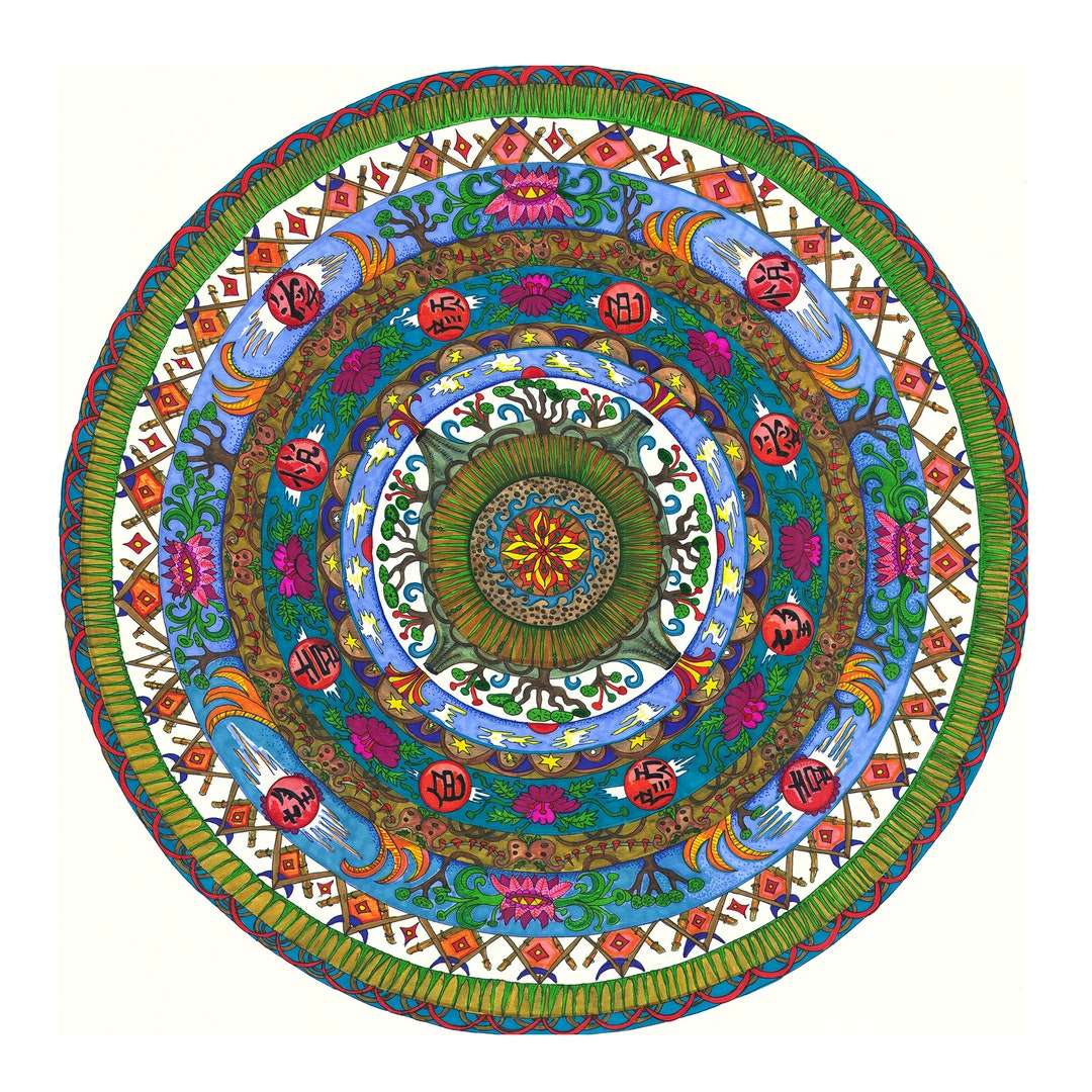China in Your Hand | Hand-drawn Mandala Print - Etsy