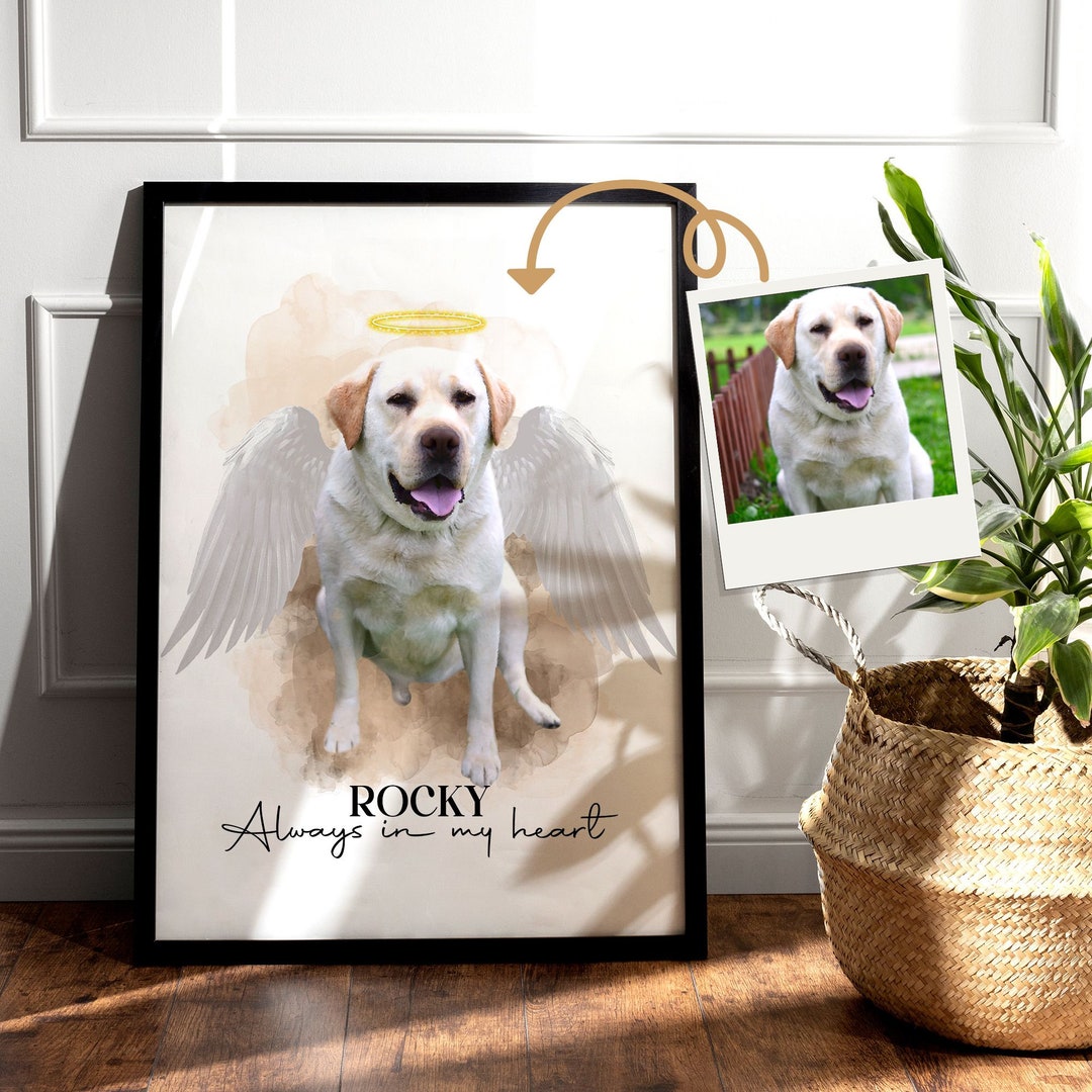 Memorial Pet Portrait, Custom Pet Portrait From Photo, Pet Lover Gift ...