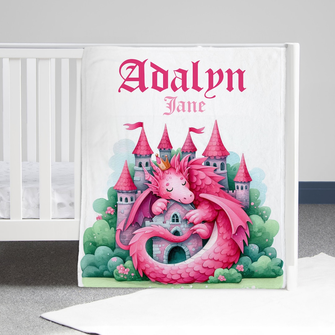 Gragon Baby Girl Blanket, Toddler Birthday Gift, Dragon Crib Bedding ...