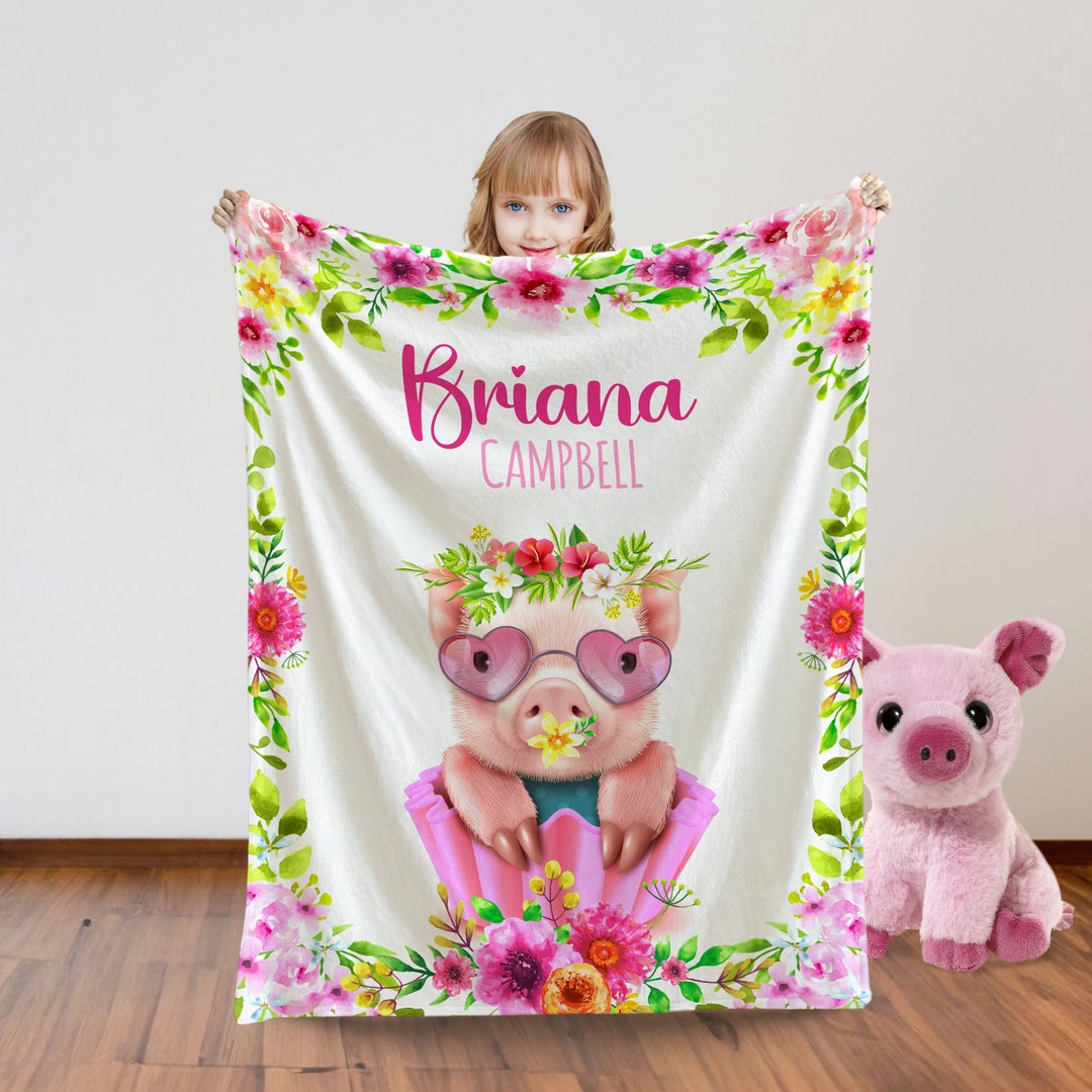 Personalized Pig Blanket, Pig Blanket, Pig Crib Bedding, Personalized ...