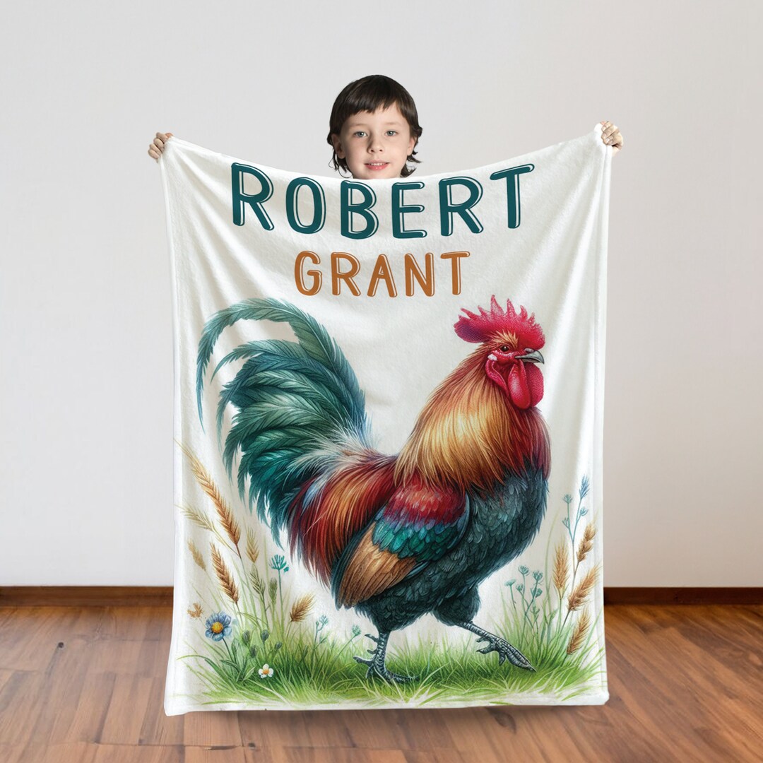 Personalized Rooster Baby Blanket: Plush Farm Nursery Gift - Etsy