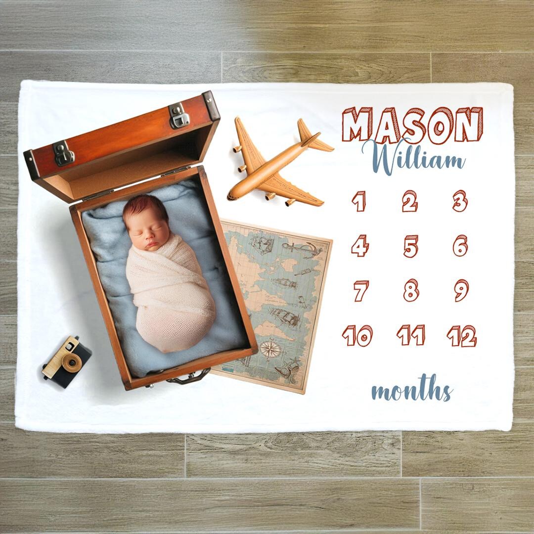 Personalized Baby Travel Milestone Blanket: Adventure Awaits - Etsy
