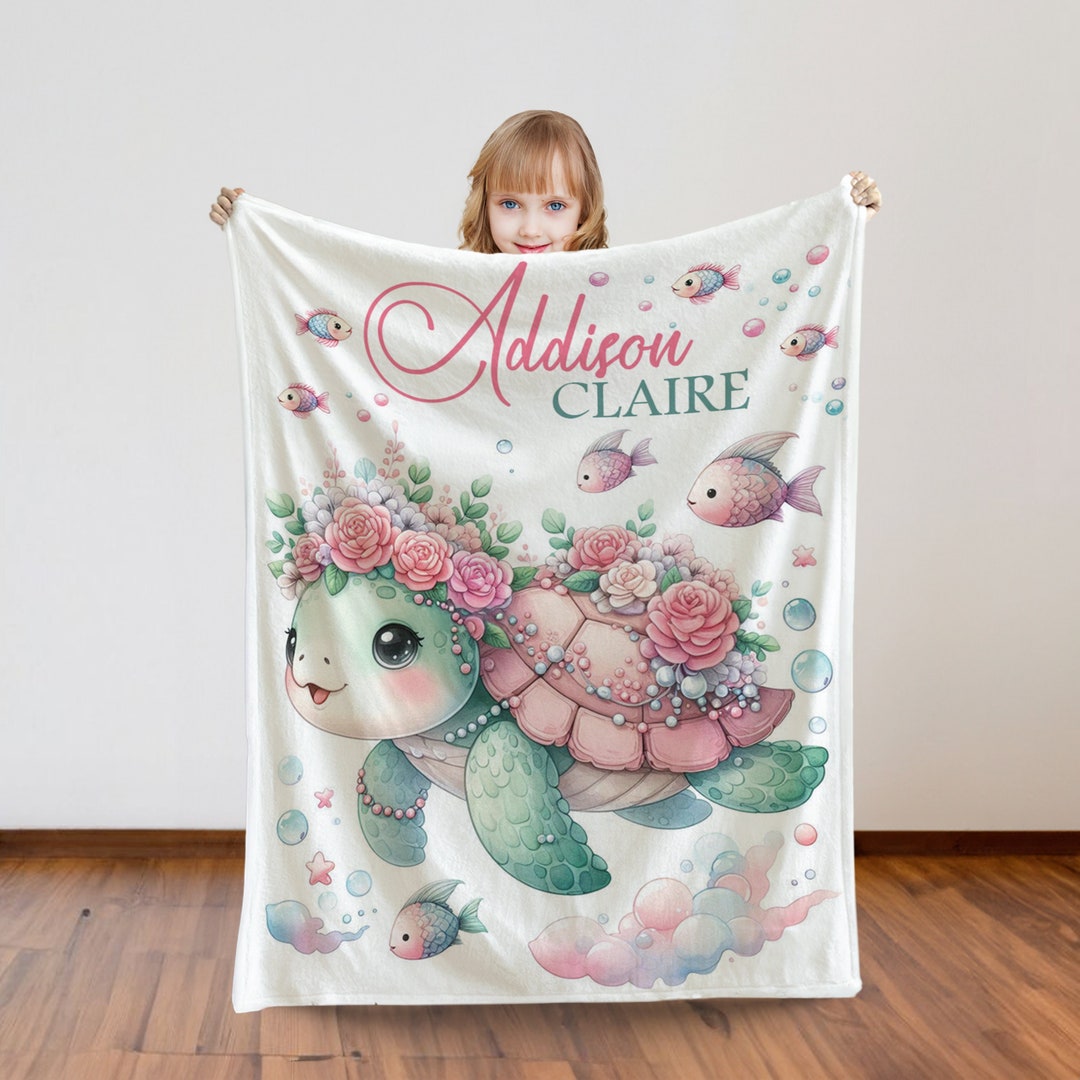 Personalized Turtle Baby Blanket, Ocean Blanket, Personalized Baby ...