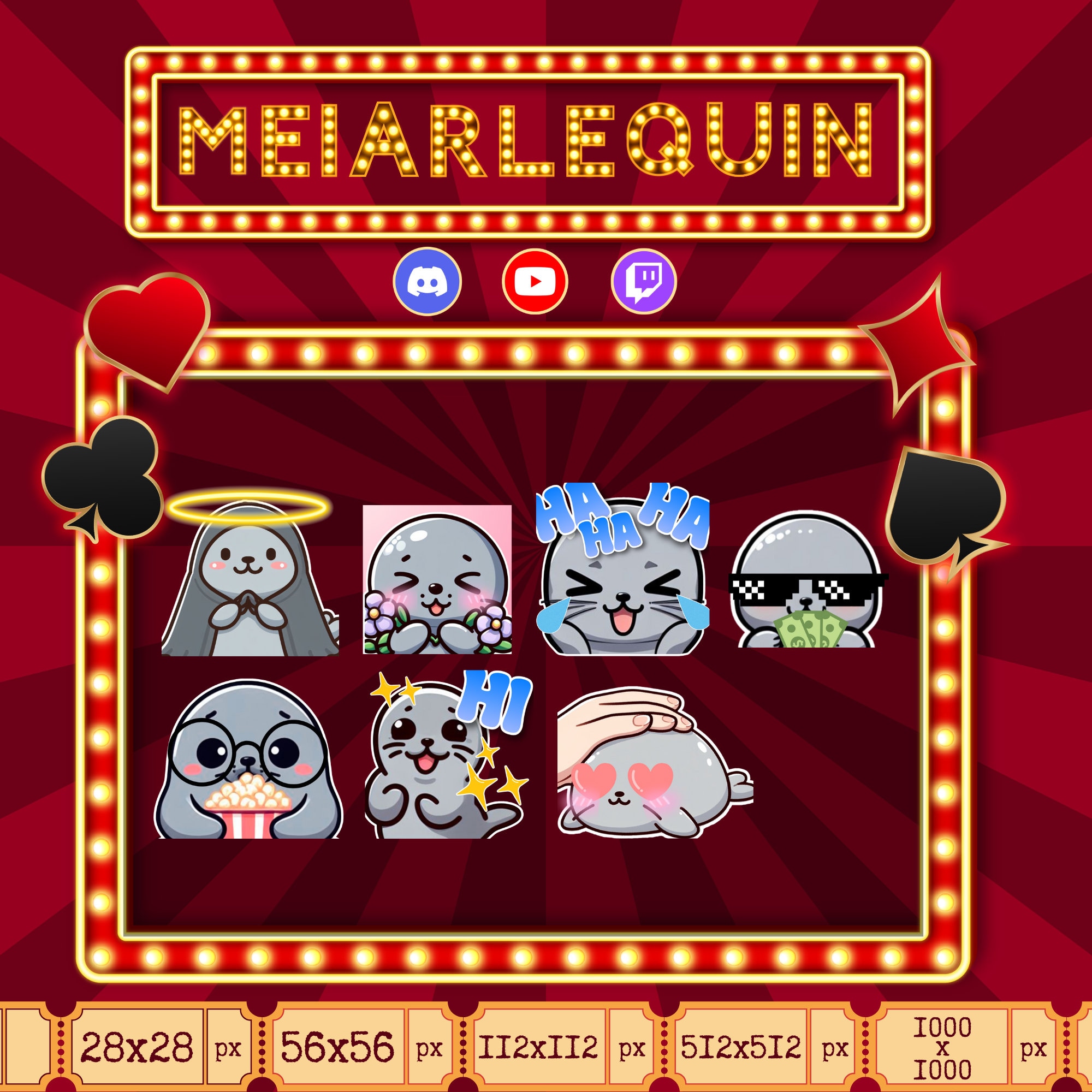 12 Emote Seal Kawaii for Twitch, Discord. - Etsy