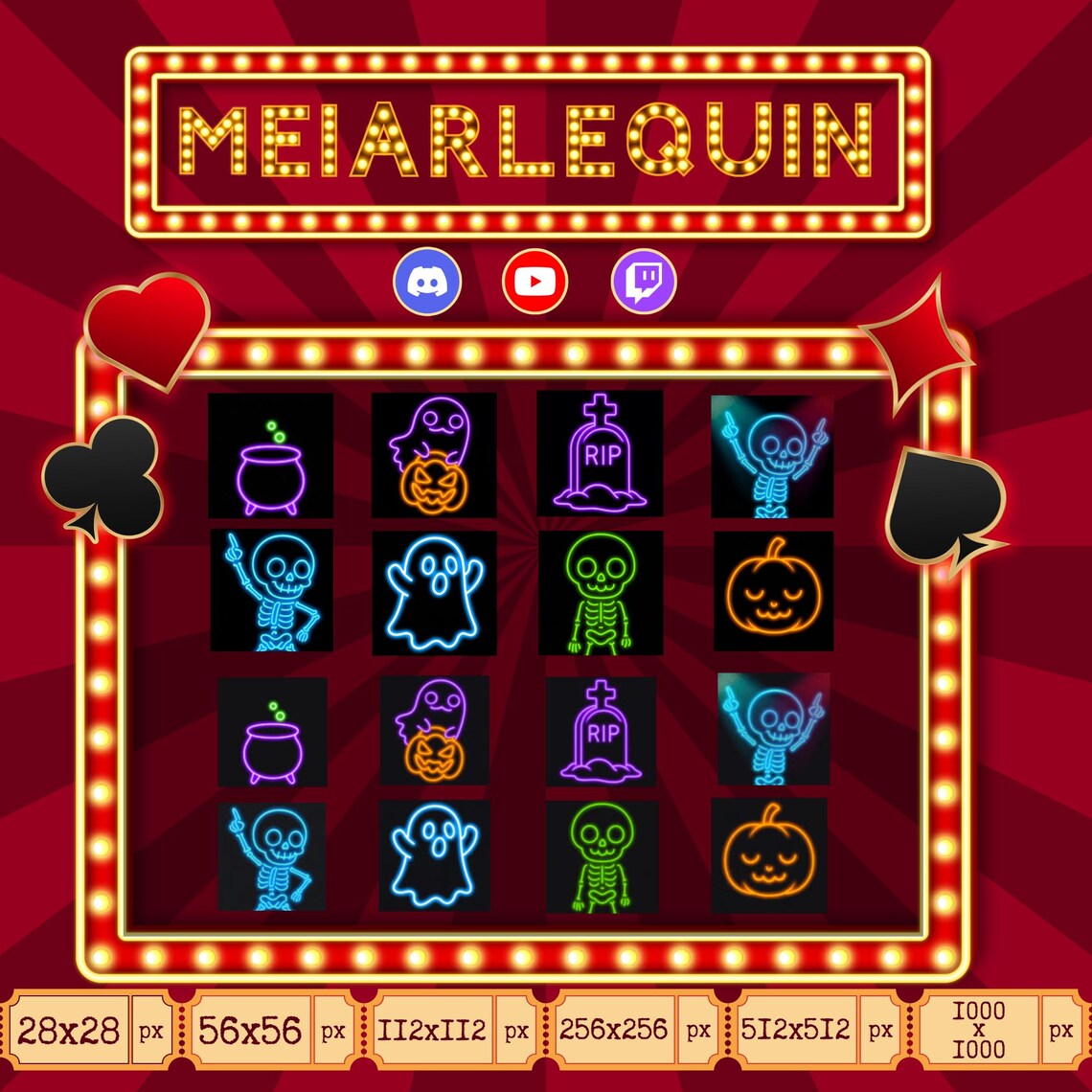 Halloween Animated Emotes Pack: Spooky Neon Twitch & Discord - Etsy