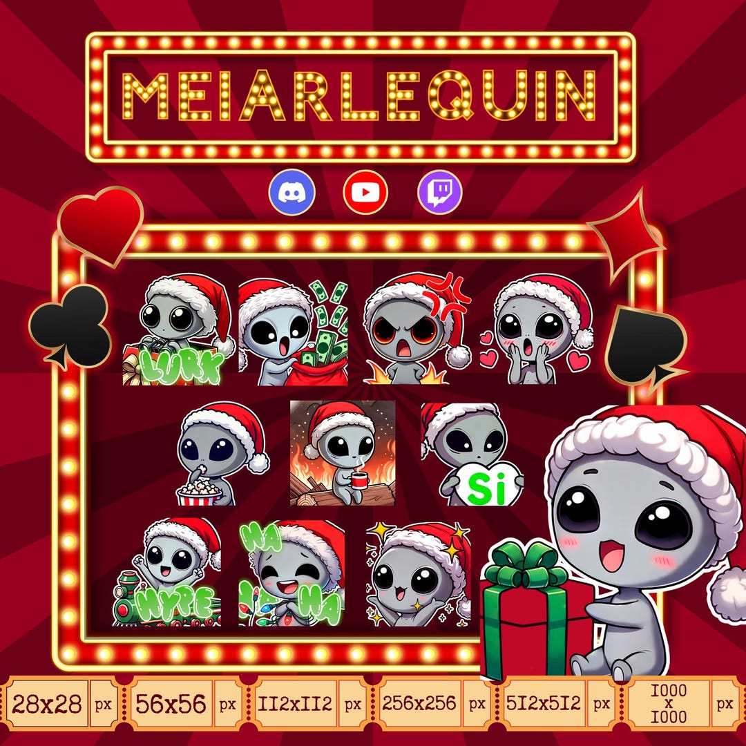 Christmas Alien Gray Emote Bundle – 21 Icons (19 Static + 2 Animated ...