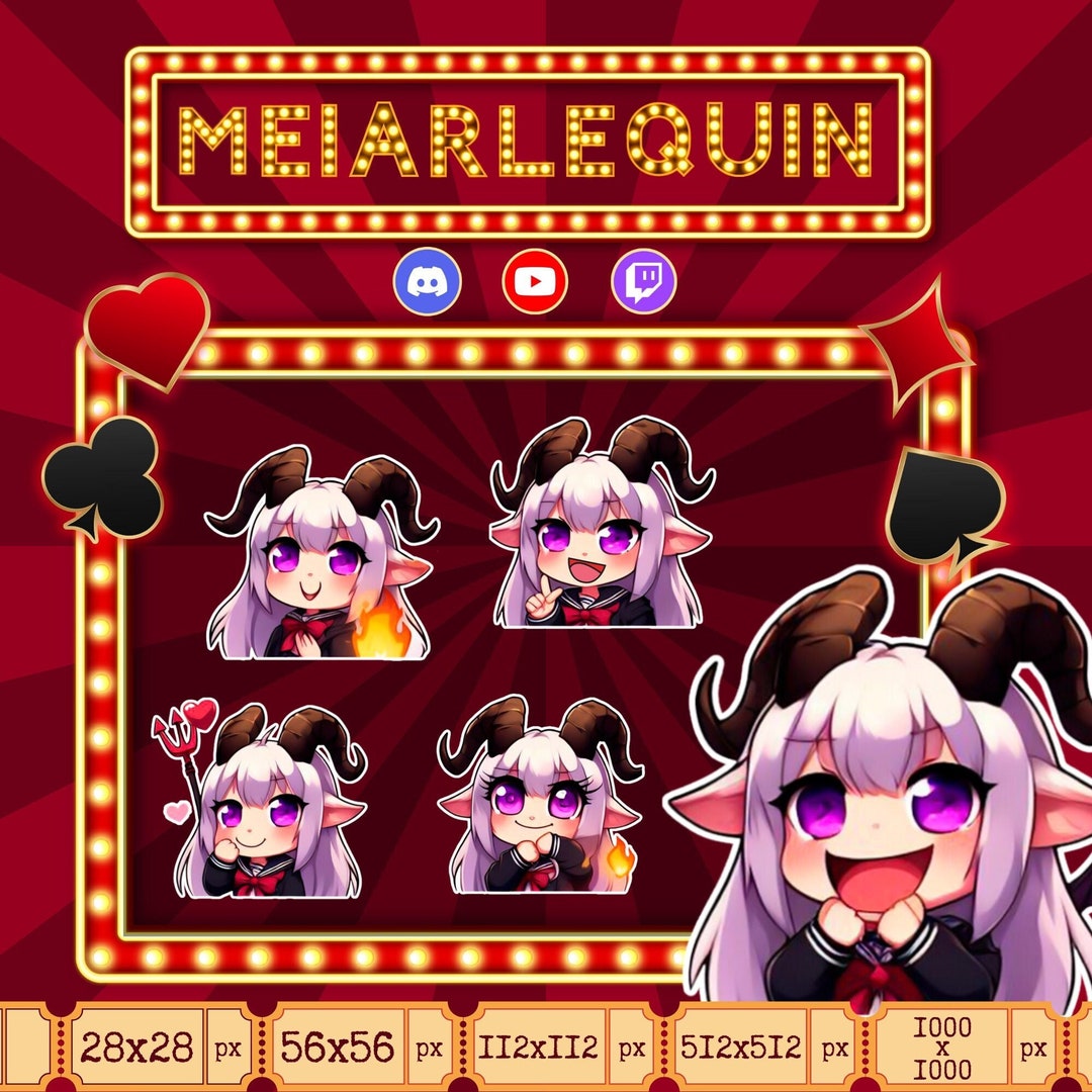 13 Emote Pack Demon Kawaii Girl for Stream, Twitch, Discord - Etsy