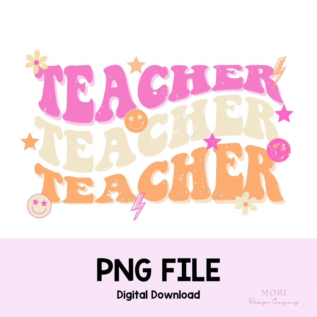 Retro Distressed Teacher PNG Teacher Retro Smiley Faces Groovy Teacher ...