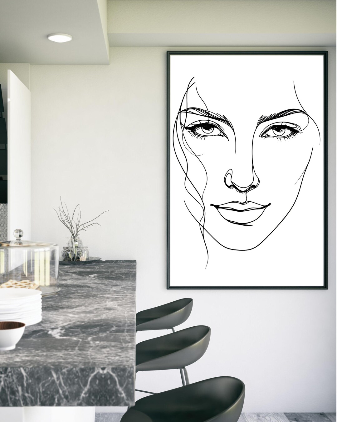 Wall Print | Line Art | Woman Line Art | Woman Portrait | Line Art ...