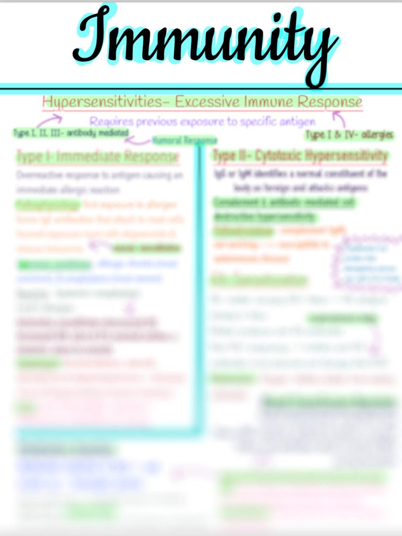 Med Surg Immune Study Guide - Etsy