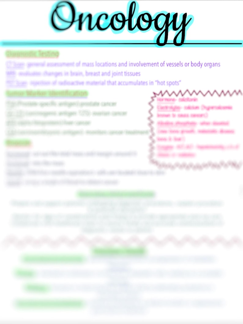 Med Surg Oncology Study Guide - Etsy
